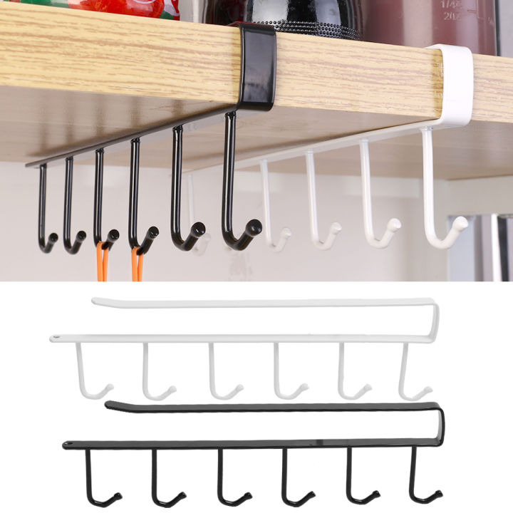 6 Hook Coffee Cup Holder Iron Cabinet Kitchen Storage Rack ...