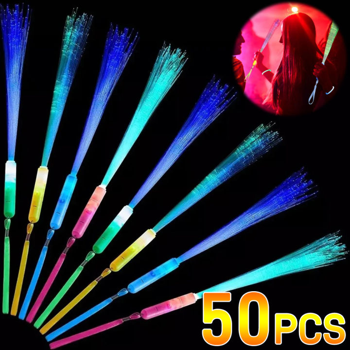 50PCS Color Optical Fiber Fluorescent Rod Led Bar Glowing Party Wedding ...
