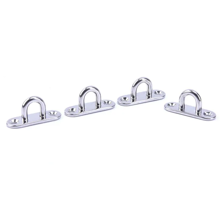 【Factory-direct】 4 Pcs Stainless Steel Oblong Pad Eye Plate Staple Ring ...