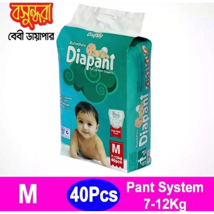 Bashundhara Diapant Baby Diaper M 7-12 kg 40pcs | Daraz.com.bd