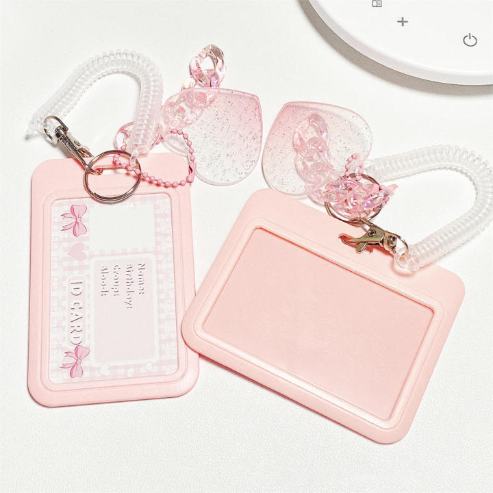 Slide Cover Sleeve Student Card Holder Beaded Ferrule Key Chain Clip ...