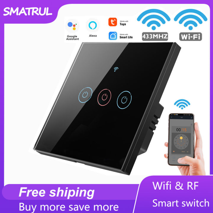 SMATRUL - Smart Wifi Switch - 1/2/3/4 Gang - Smart Light Switch - 433 ...