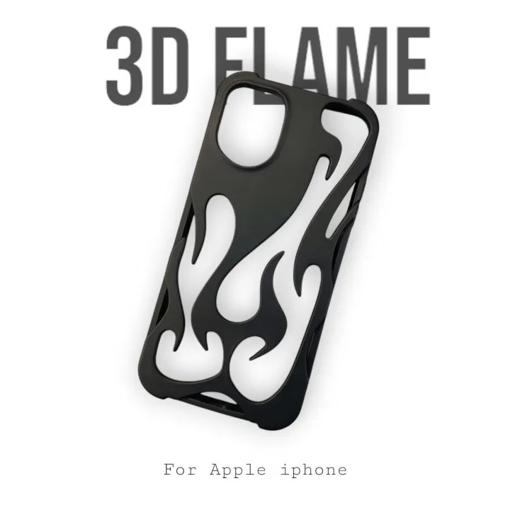 For Apple iPhone 15 New 3D Flame pattern Fashion Hollow Slim Shockproof ...