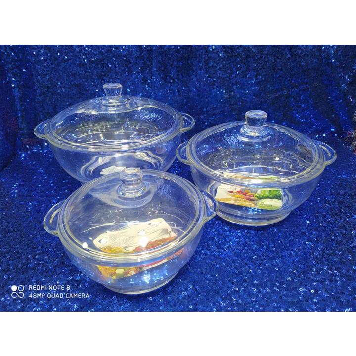 Oven Proof Glass Serving Dish - Transparent 3 Pcs Set. | Daraz.com.bd