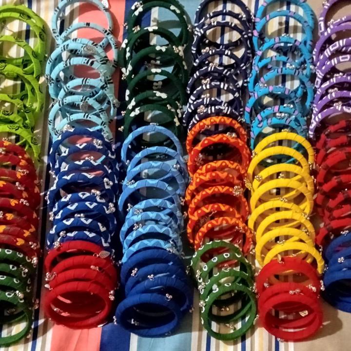 stylish hand print design made up of fabric bangles for women | Daraz ...