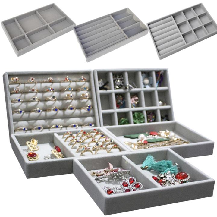 Soft Velvet Jewelry Box Drawer Storage Display Tray Drawer Case Jewelry ...