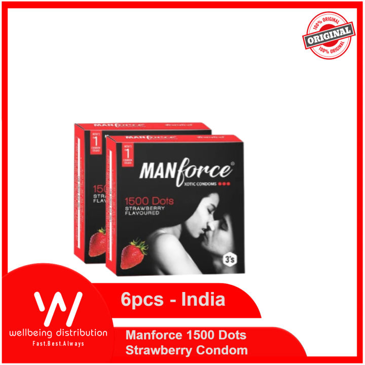 Manforce Xotic Condom 1500 Dots Strawberry Flavour Condoms - Combo Pack - 3x2=6pcs | Daraz.com.bd