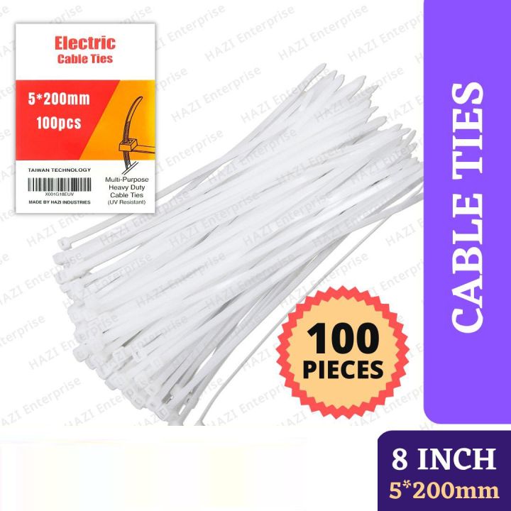 8" Inch Cable Tie Plastic Zip Tie - Pack of 100 Pcs (Approx) - Organize ...