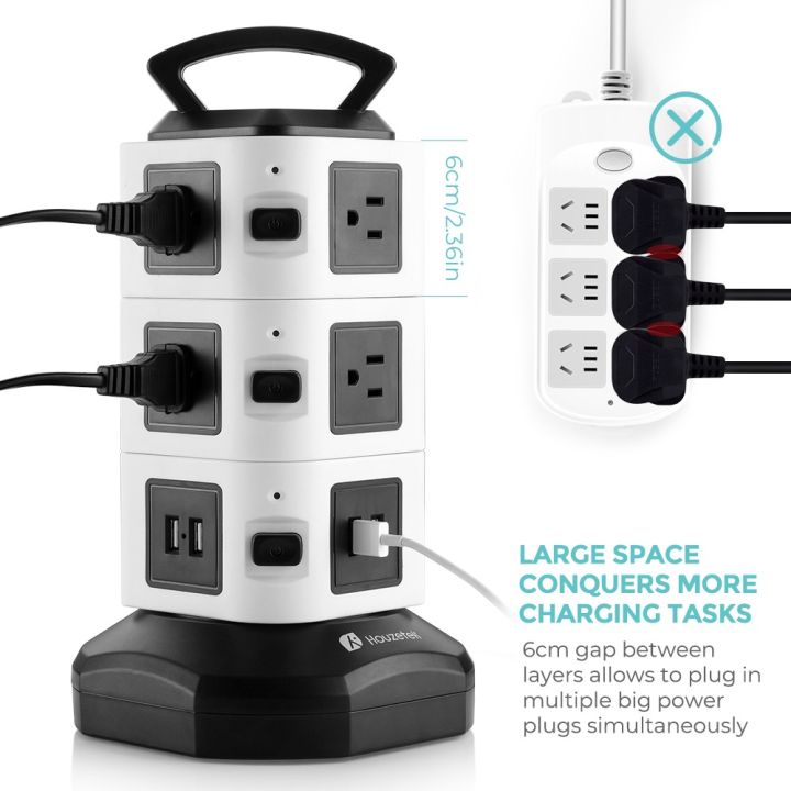 3 Layer Multi Plug Adapter Tower Electric USB Extension Socket | Daraz ...
