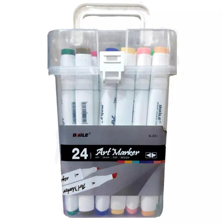 Baile 24 Colors Dual Tip Art Markers Set | Daraz.com.bd