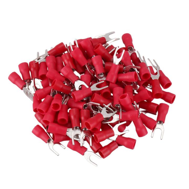 100 Pcs 4mm Fork AWG 22-16 Pre Insulated Terminal Cable Lug with 200Pcs ...