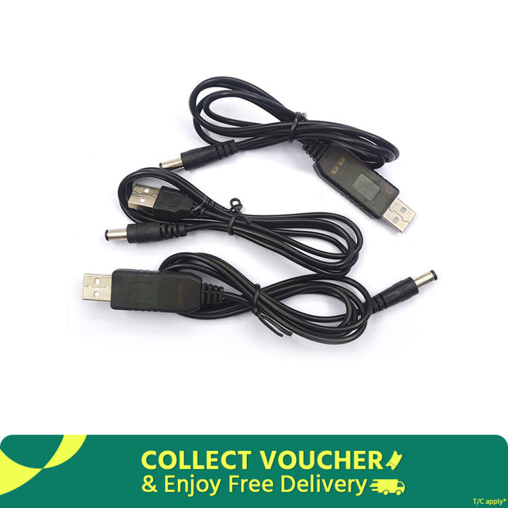 USB Power Boost Line DC 5V To DC 5V / 9V / 12V Step Up Module USB Converter Adapter Cable 2.1x5 ...