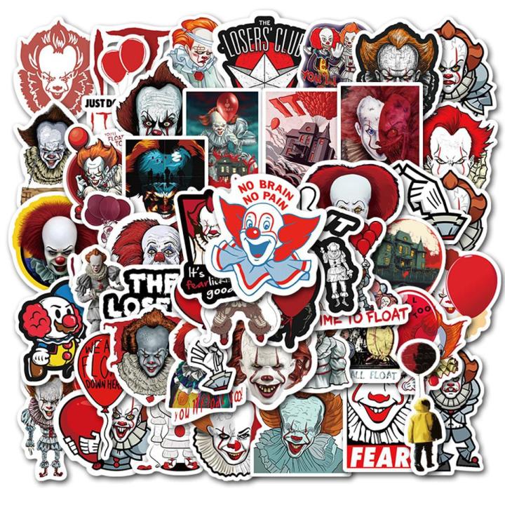 【happy one】50PCS Stephen Kings It Sticker Pennywise Joker Horror Movie ...