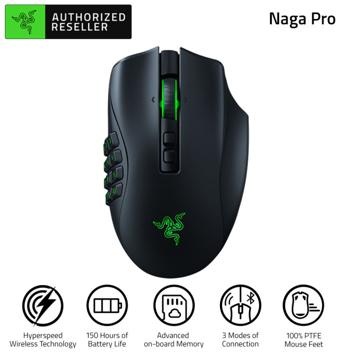 Razer Naga Pro Gaming Mouse Modular Wireless Mouse with 3 Replaceable ...