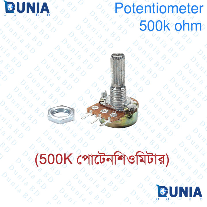 500K Potentiometer Panel Mount Hundred Kilo Ohm 1/2 Half Watt 3 ...