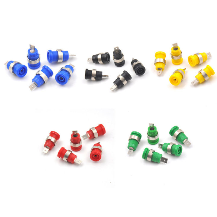 5Pcs 4mm Banana Plugs Female Jack Socket Plug Wire Connector 5 Colors ...