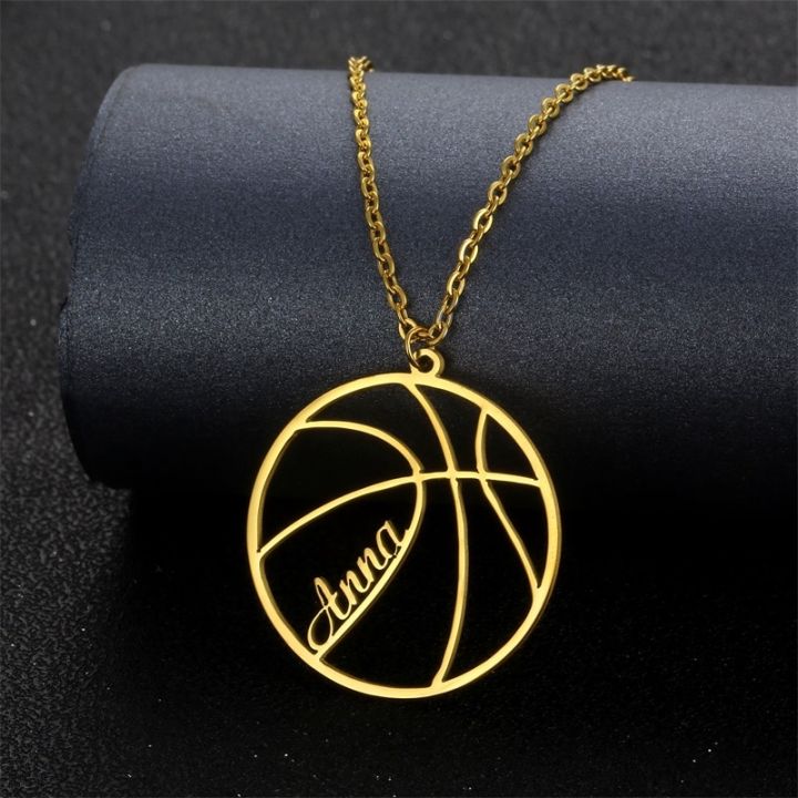 Custom Jersey Basketball Name Necklace For Boy Personalized Pendant ...