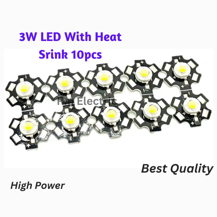 3W 20mm Black PCB Plate White 3 Watt 3.7V Ultra Bright WHITE Color ...