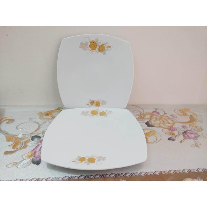 White Square Dinner Rice Plate 11 Inch Extra Large Size 2pcs Set. Flat ...