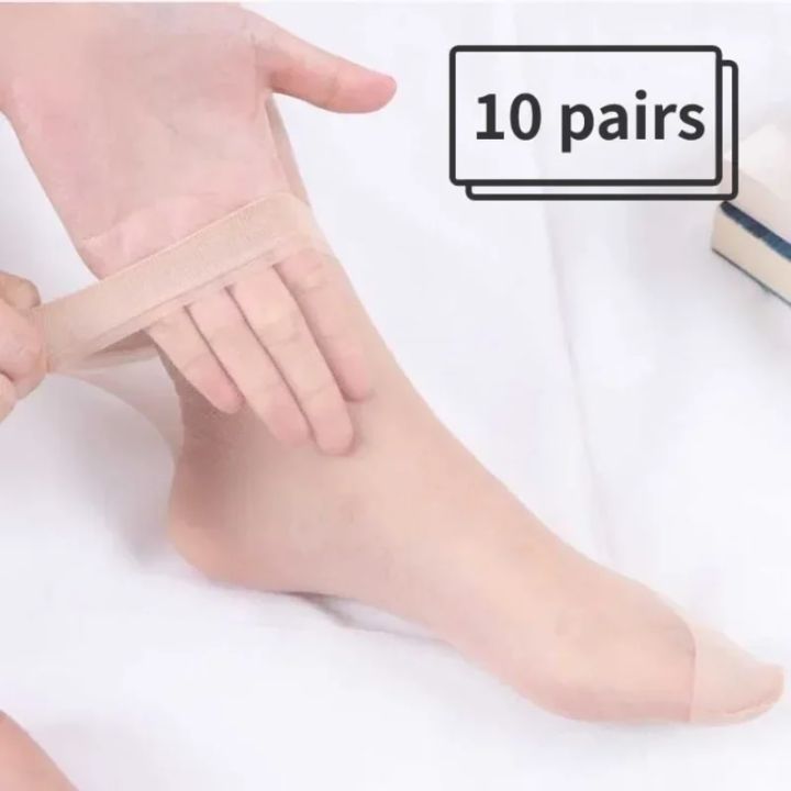 1/10Pairs Summer Skin Color Transparent Thin Women Crystal Silk Socks ...