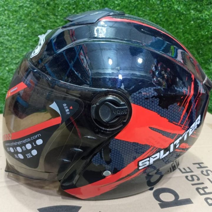 Yohe 877 Splitter Red And Black Halfface Helmet. | Daraz.com.bd