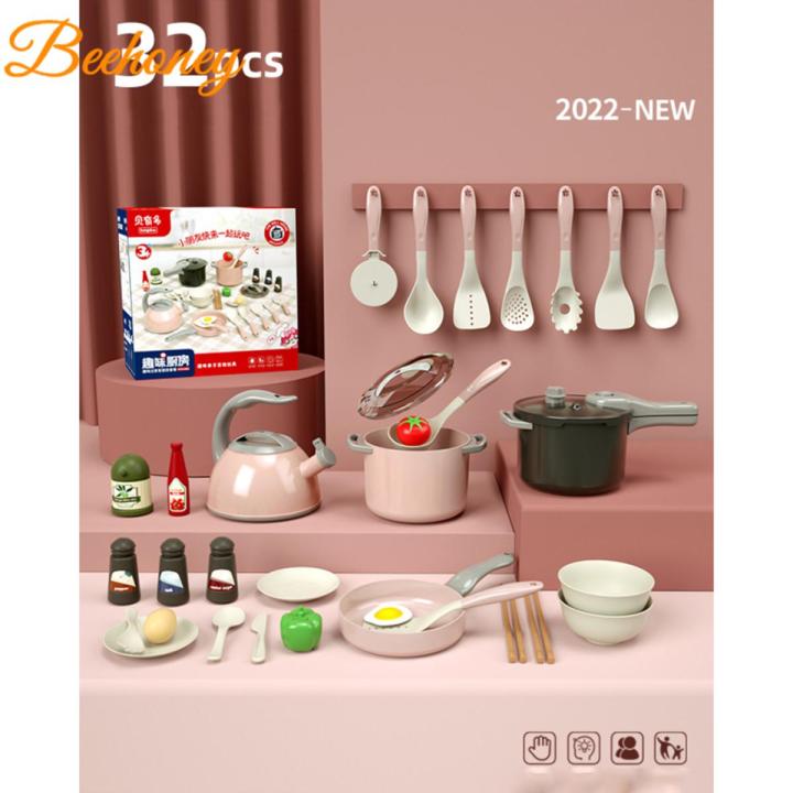 Children Simulation Kitchen Cooking Toy Set Sound Light Function Pot ...