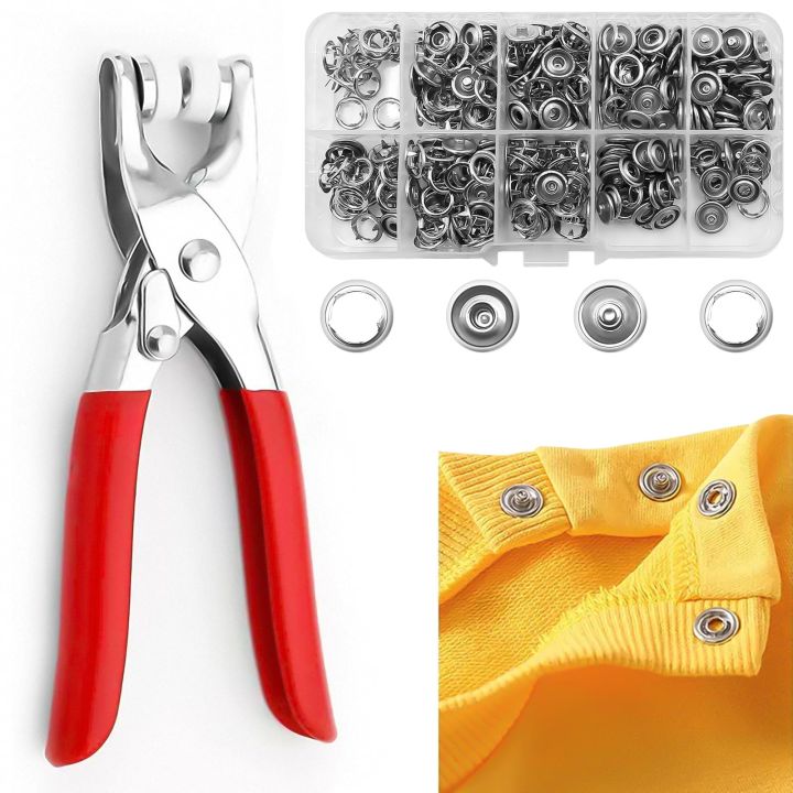 100 Sets of Snaps, Full Hollow Buttons with Press Stud Clips, Sewing ...
