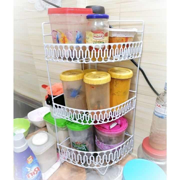 3 layer corner and wall hanging kitchen organizer and pots rack | Daraz ...