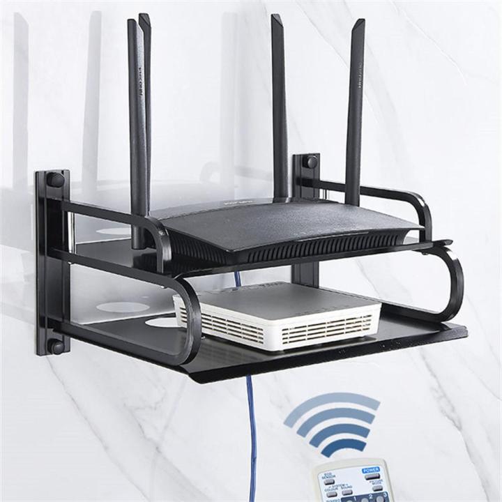Wireless Router Storage Box, Black TV Set Top Box Rack Router Storage ...