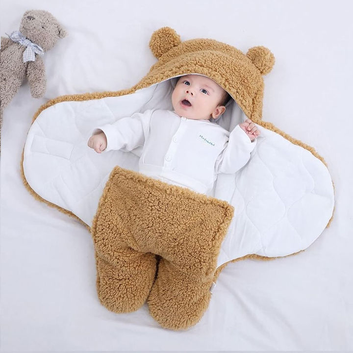 1 Ps Baby Sleeping Bag Ultra-Soft Fluffy Fleece Newborn Receiving ...