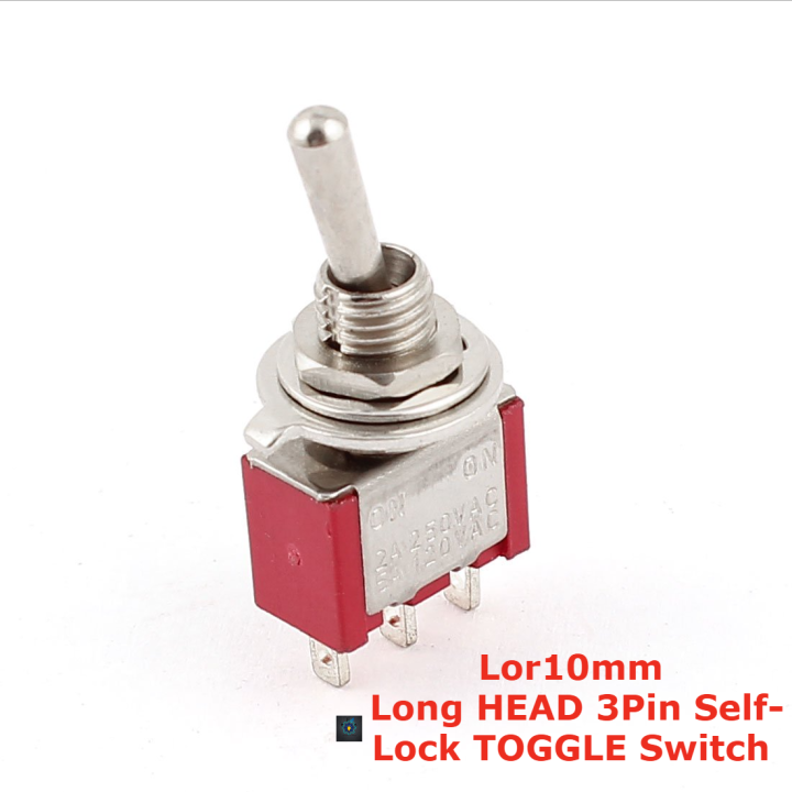 10mm Long HEAD 3Pin Self-Lock TOGGLE Switch MTS202 AC 125V 6A 3 Pin 3 ...