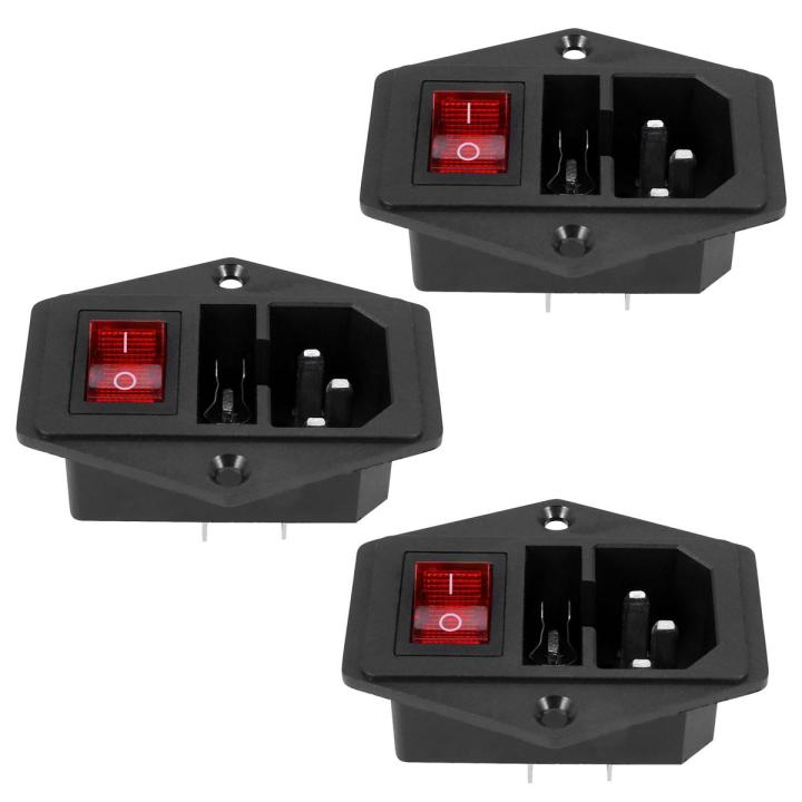 4X 3 Pin IEC320 C14 Inlet Module Plug Fuse Switch Male Power Socket 10A ...