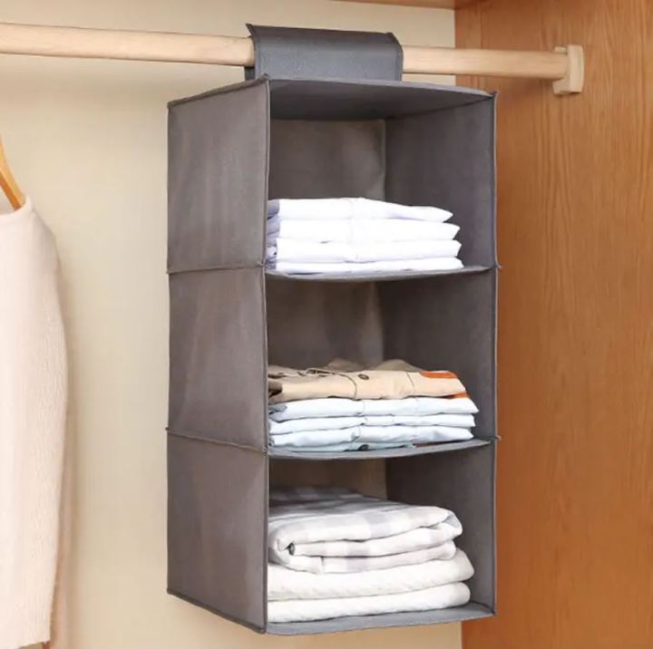 3 Layer Foldable Hanging Cloth Storage Organizer, Hanging Cloth ...