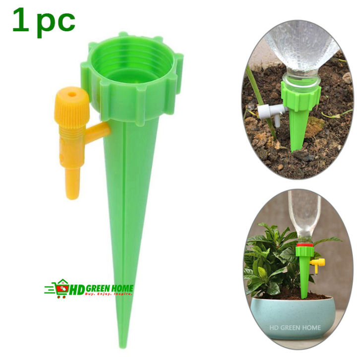 (Green) Plant Auto Watering Spike with Control Valve Automatic Irrigation Water Spike Dripper ...