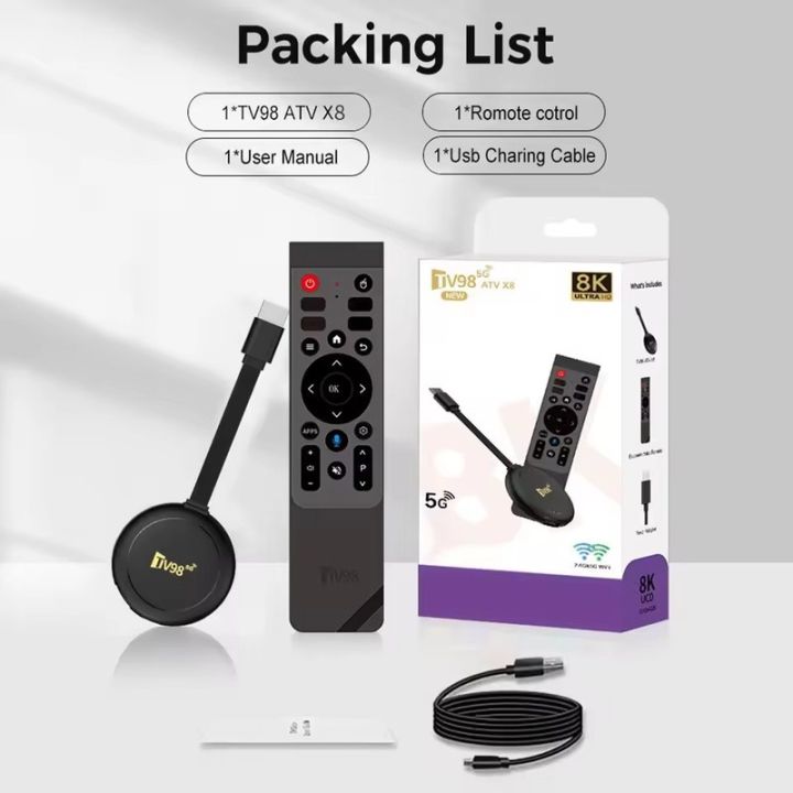 Android 14 Smart TV Box Voice Remote Control Home Video Player Dual ...