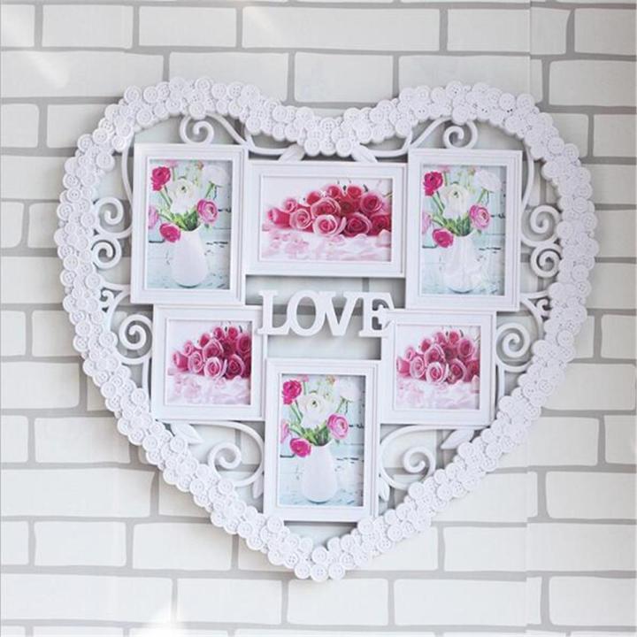 60*55CM 6 Pictures Love Heart Frame Wedding Mount Collage Wall Home ...