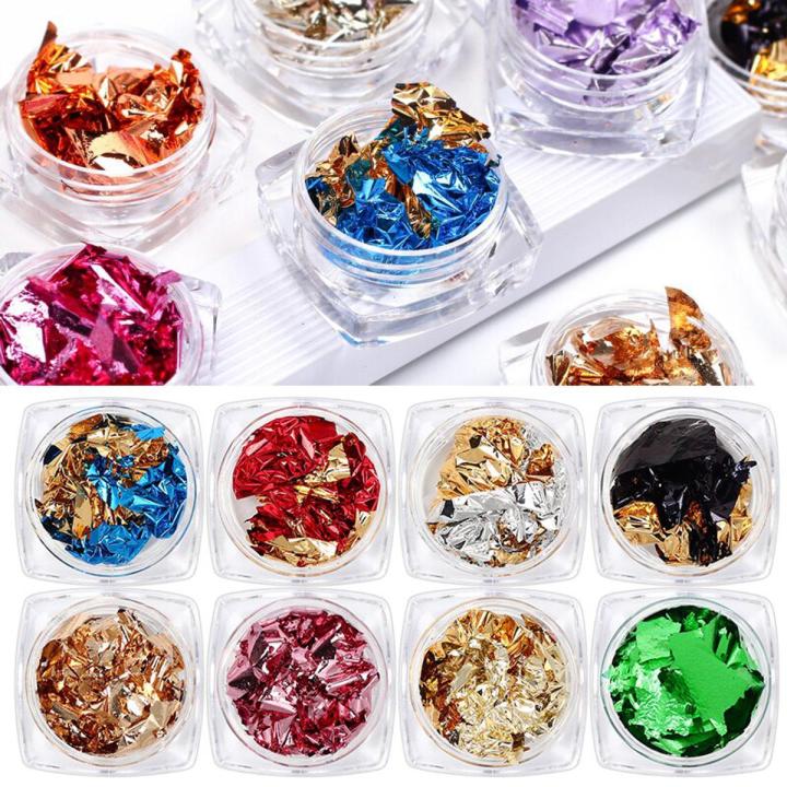 【happy one】1 Box Irregular Nail Foils Nail Sticker Paper Gold ...