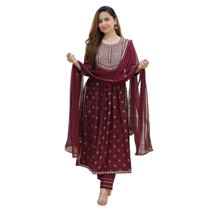 Eid Unique Collection Nayera Cut Gaoun 3 Pieces Multicolor Readymade ...