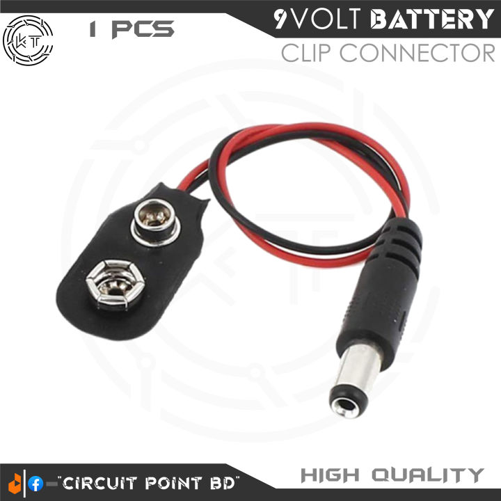 9v DC Battery Clip Connector Lead Socket 6F22 With DC Power Jack 2.1mm ...