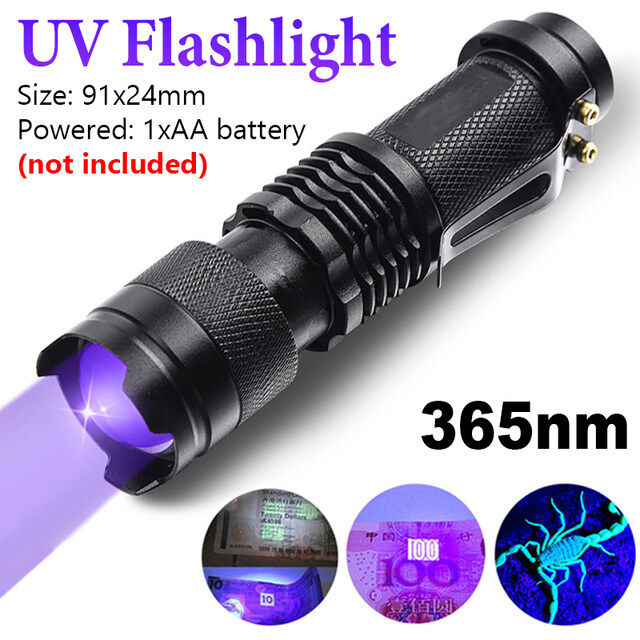 UV Flashlight LED Ultraviolet Torch Zoomable Mini Ultra Violet Lights ...