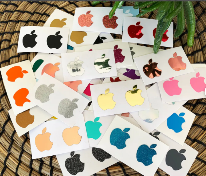 For Apple logo decal, Iphone logo sticker, Glitter Apple decal, Foil ...