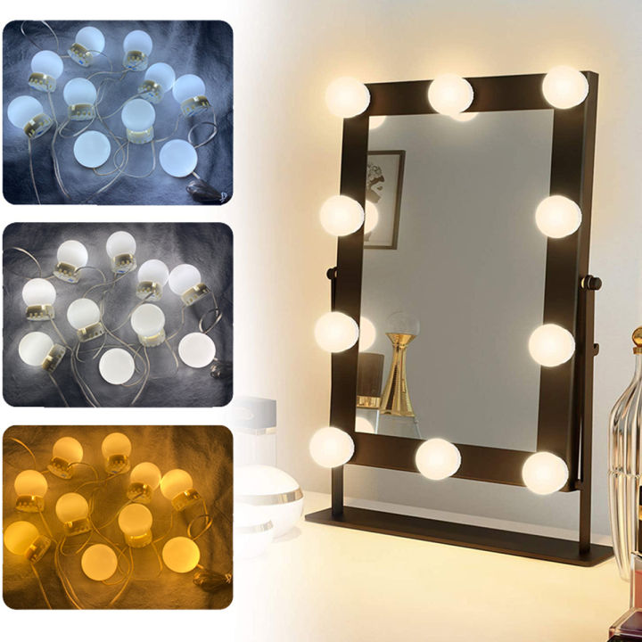 Vanity Mirror LED Light For Makeup -10 Pcs Bulb With 3 Modes Color ...