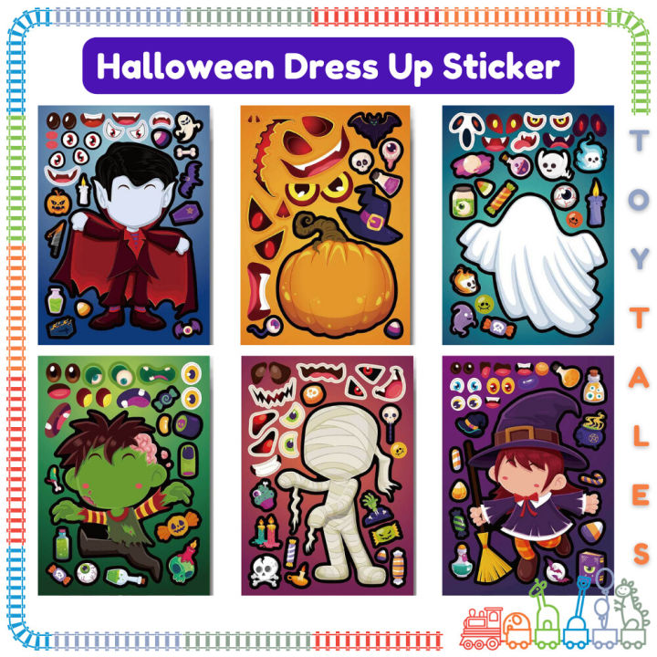 DRESS UP STICKER for Kids DIY Halloween Theme Activity Stiker Change ...