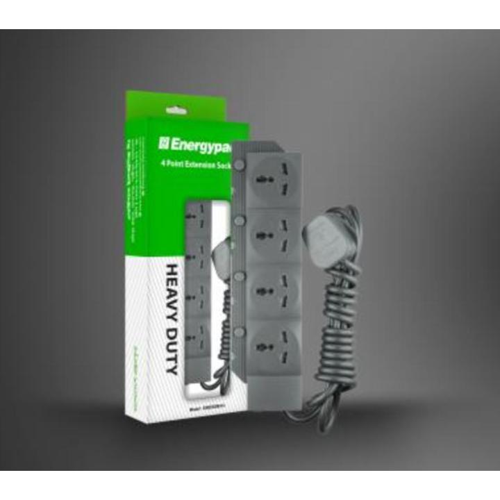 Energypac 4 Point 3 Pin Extension Socket Multi Plug Heavy Duty with 2. ...