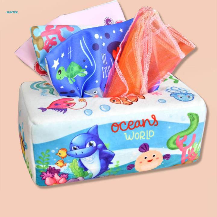 Baby Tissue Box Busy Pull Tissues Play Paper Sensory Toys for Game ...