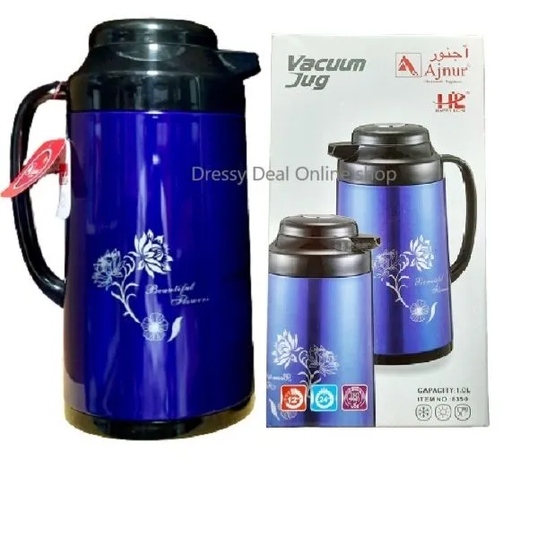 Metalic Thermal Vaccum Flask jug Push button system Multicolor- 1 liter ...