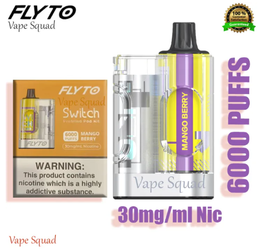 FLYTO SWITCH 6000 Puffs- Mango Berry Pod Kit-30Mg/ML-500mh Battery ...