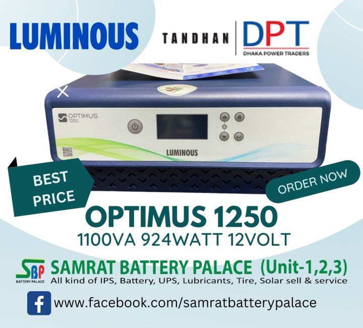 Luminous Optimus 1250 1100 VA 12Volt Advance LCD Display With Pure Sine ...