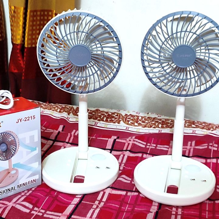 Jy Super JY-2215 Professional Rechargeable Portable Mini Table Fan Strong Wind 180 Degrees ...