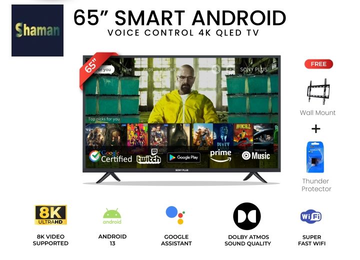 Sony Plus 65 inch Voice Control Smart LED TV Wi-Fi UHD 4K Android ...